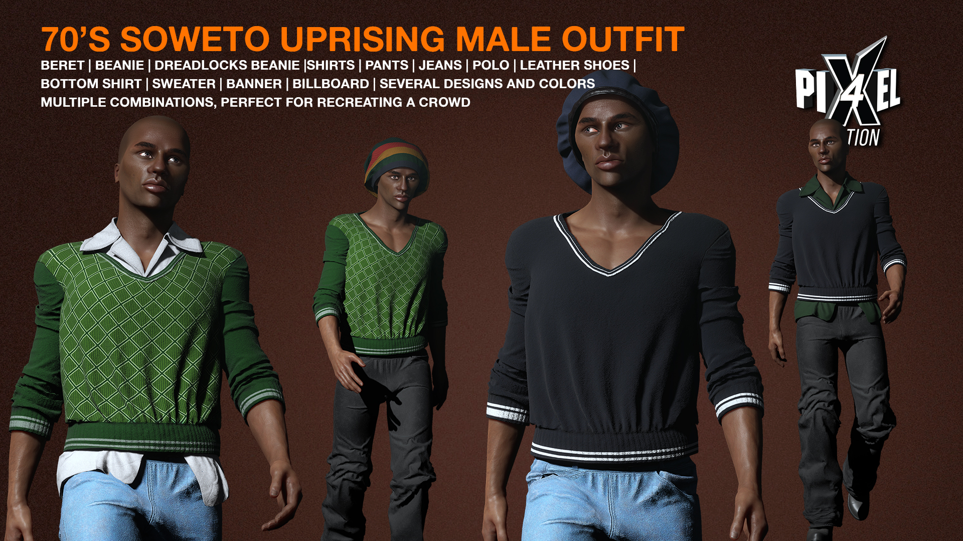 70's Soweto Uprising vintage Outfit Male
