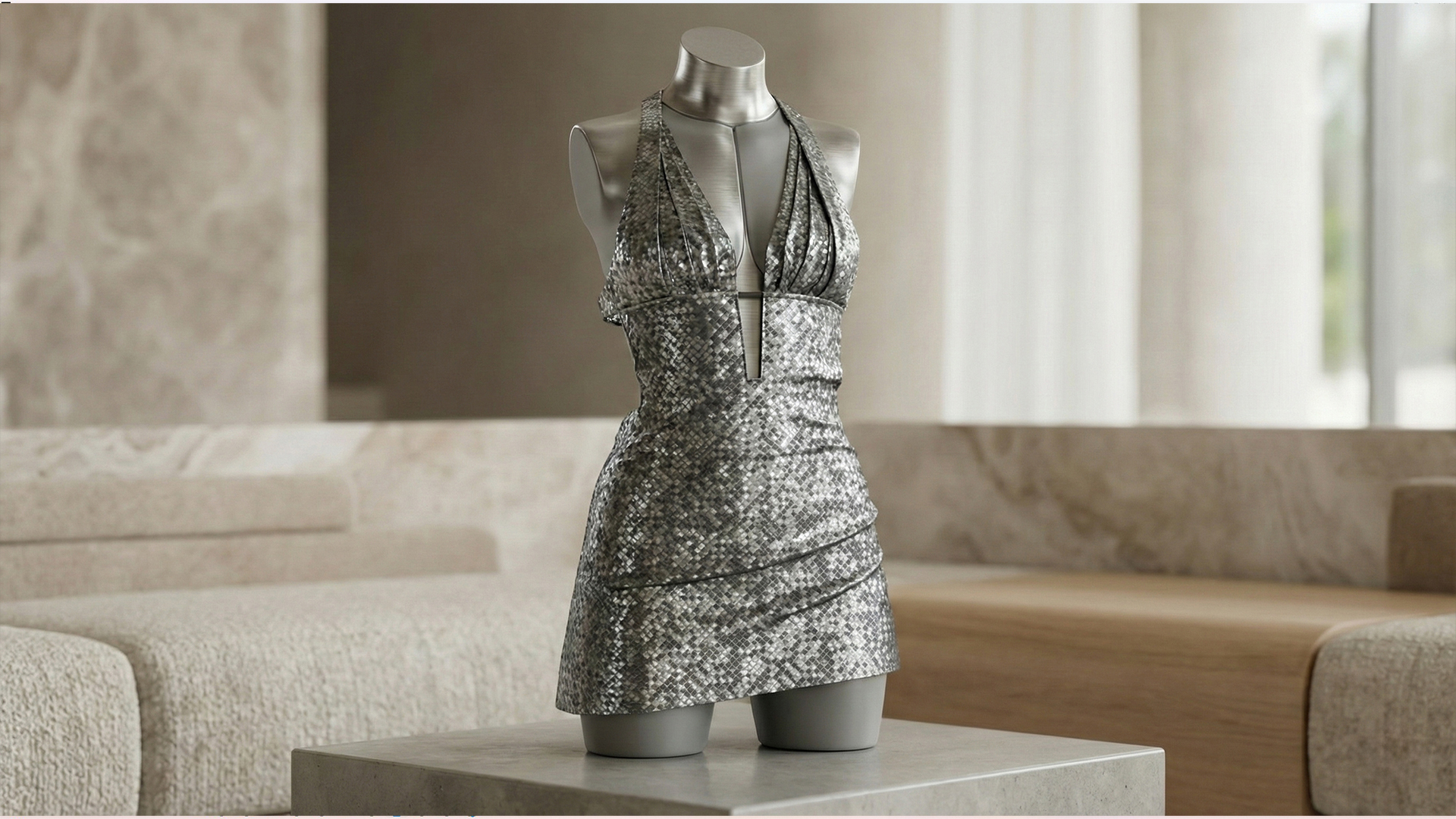 Silver Sequin Party Dress Nightclub Fashion