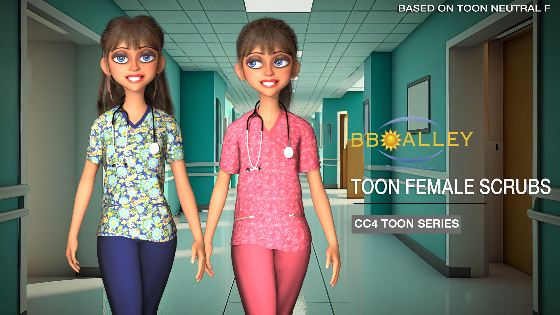 Toon Female Scrubs