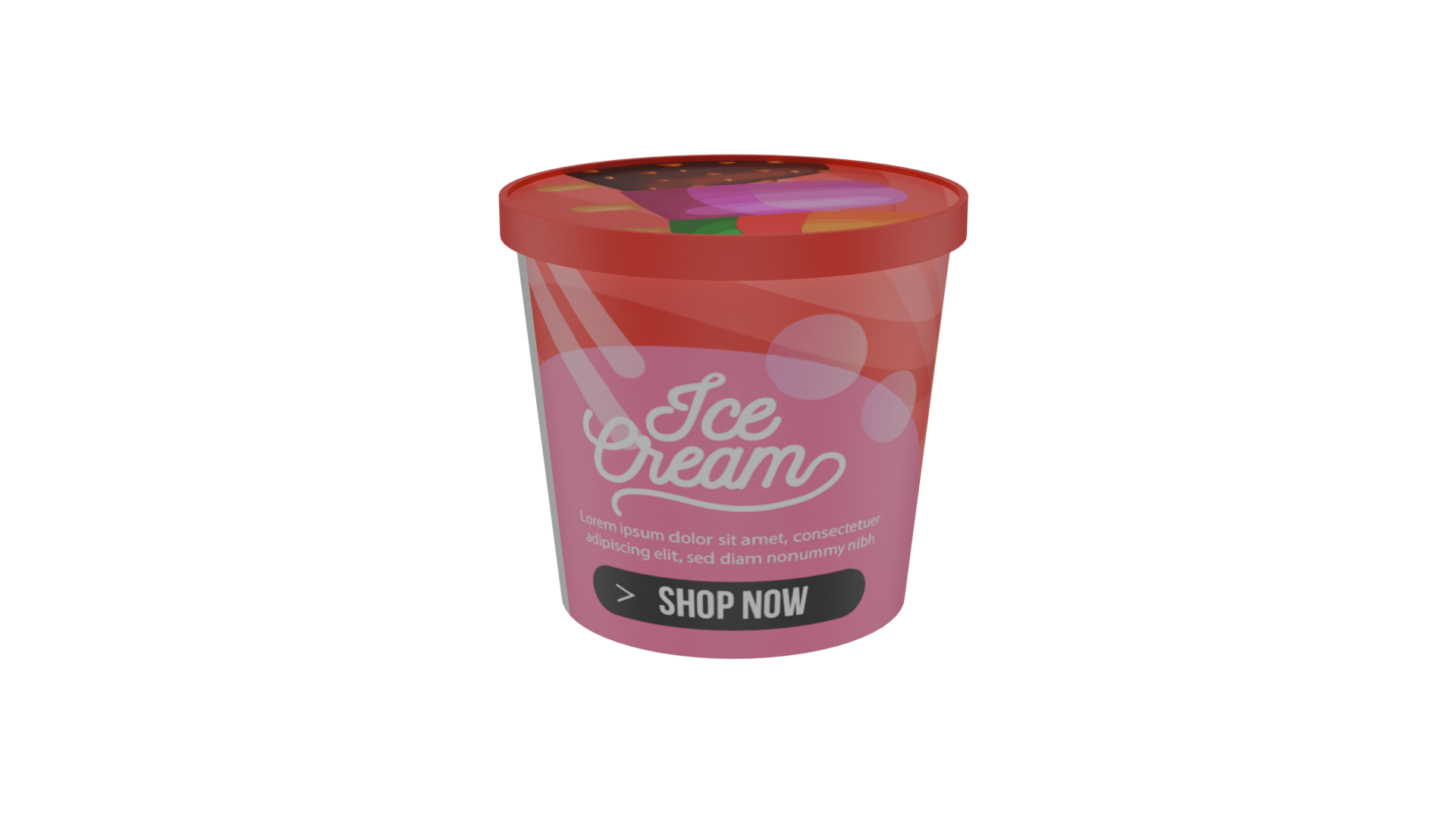 Realistic 🍦 Ice Cream Pot 🍨 3D Model Colorful Flavors