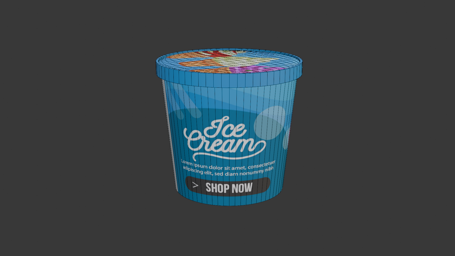Realistic 🍦 Ice Cream Pot 🍨 3D Model Colorful Flavors