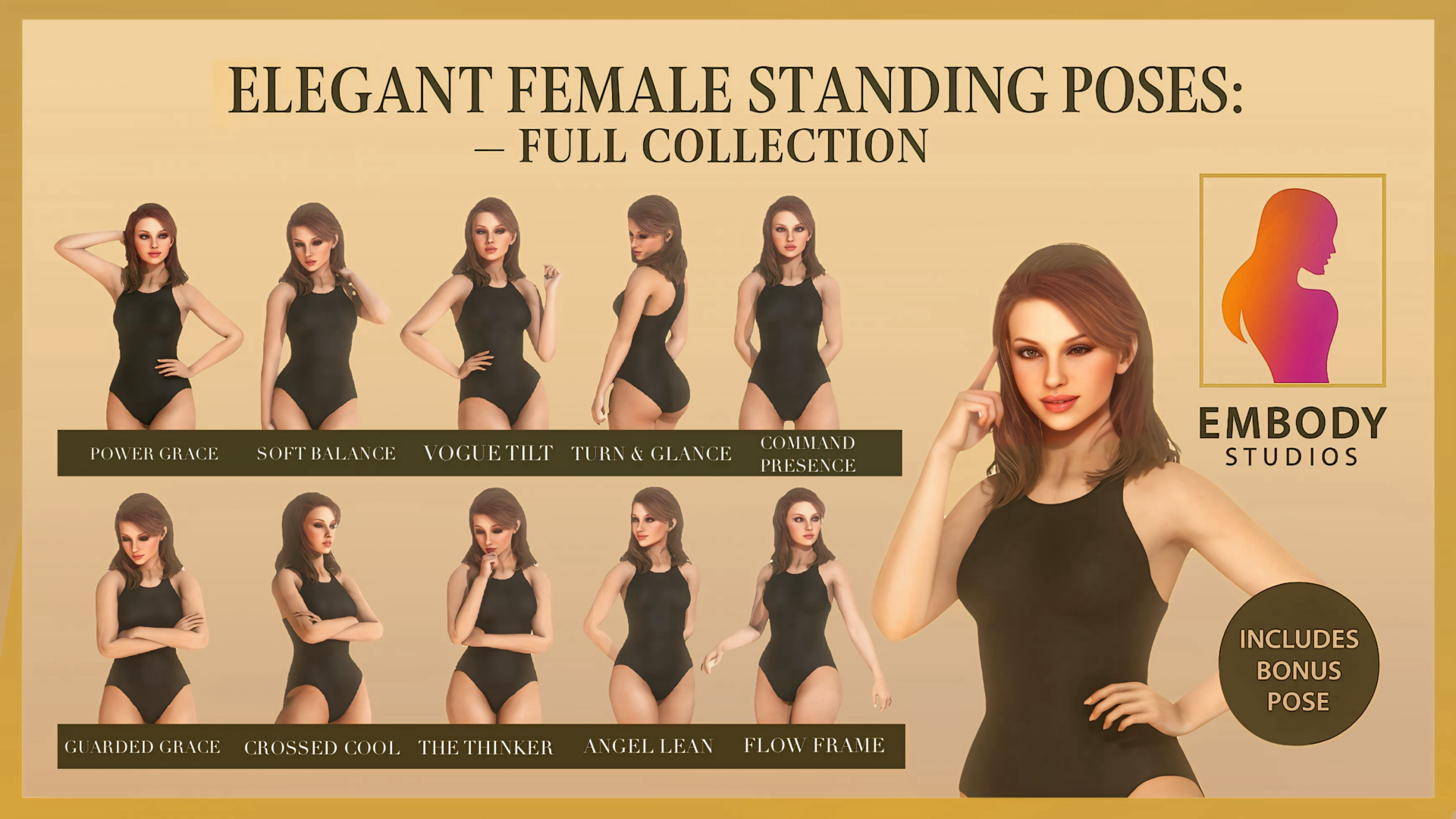 Elegant Female Standing Poses Vol.1