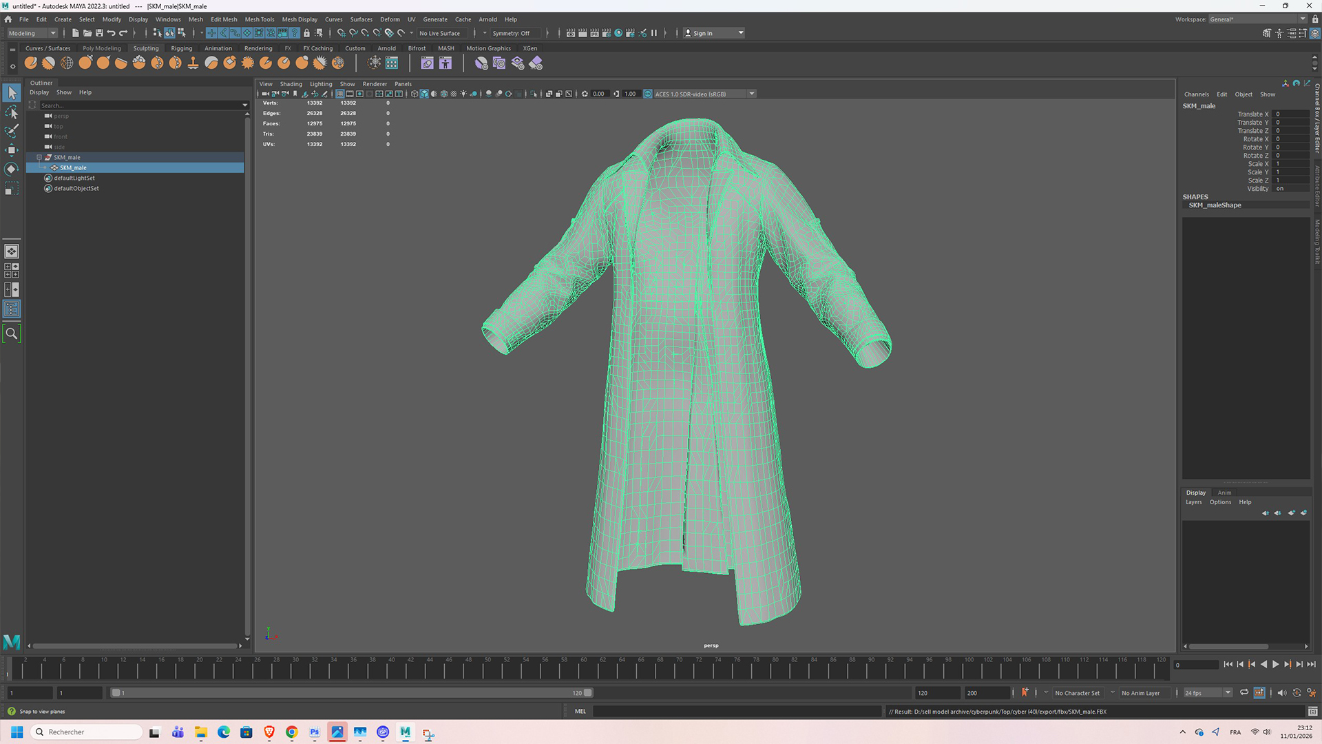 Realistic Trench Coat Long Black Outfit
