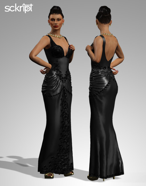 Satin Embroidered Gown
