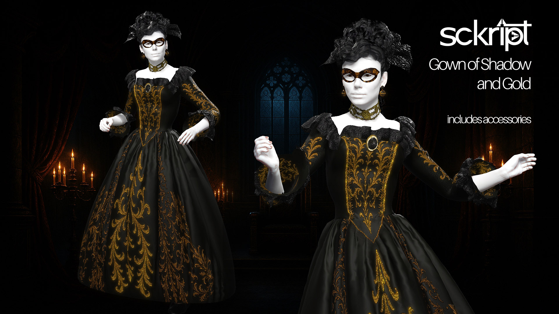 Gown of Shadow and Gold