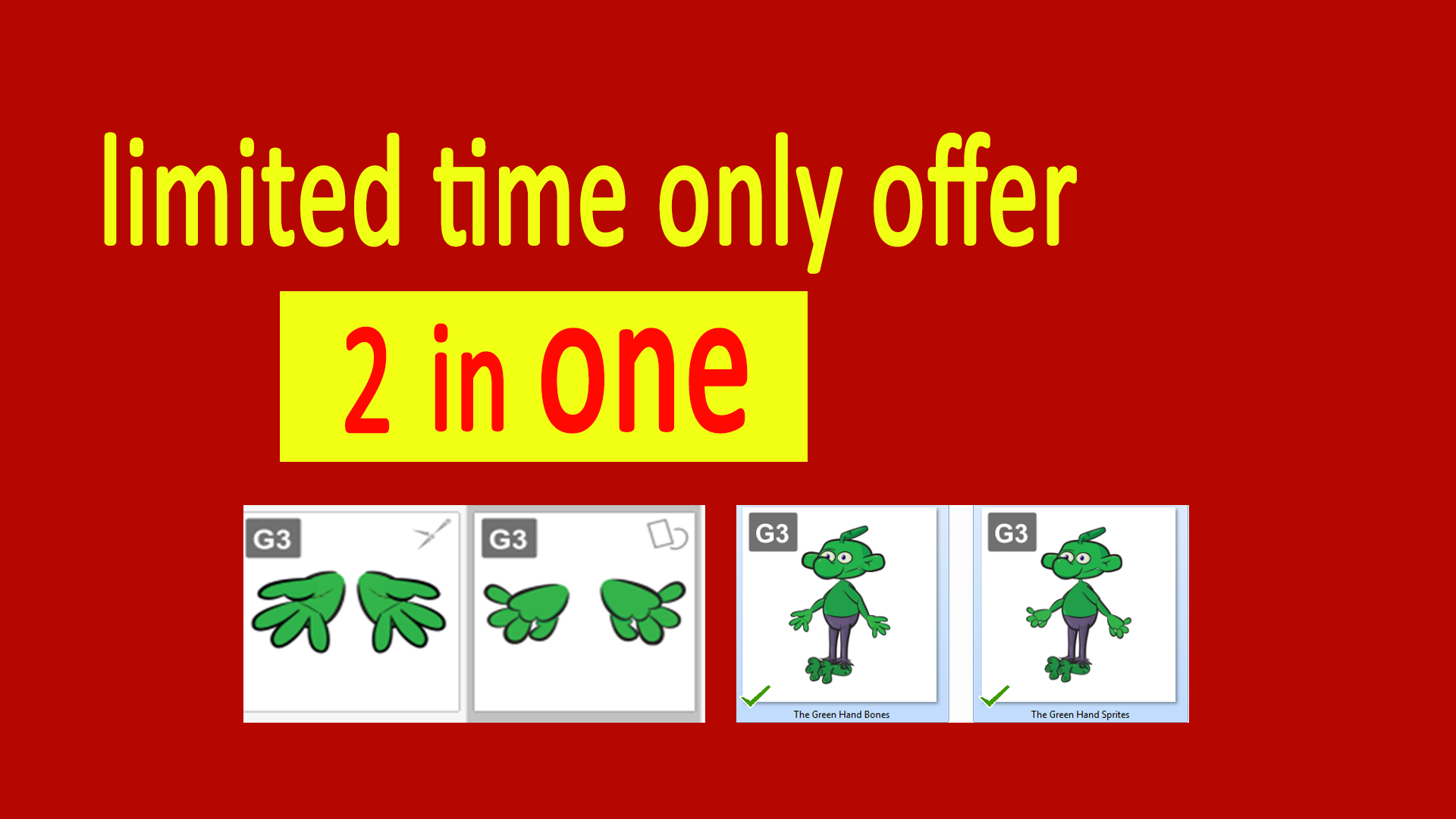 The Green hand bones and hand sprites