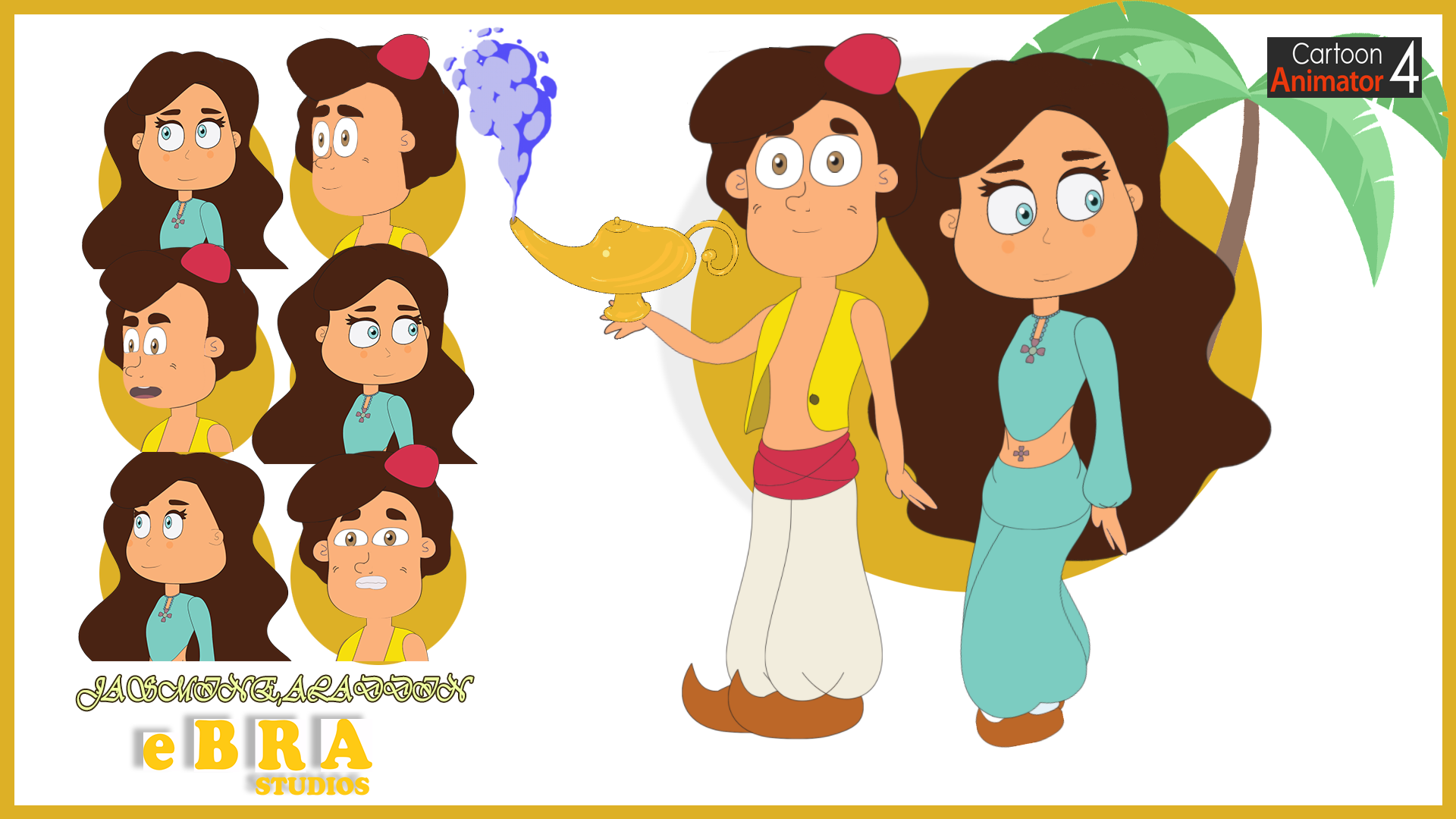 Aladdin ,Jasmine and, Magic lamp