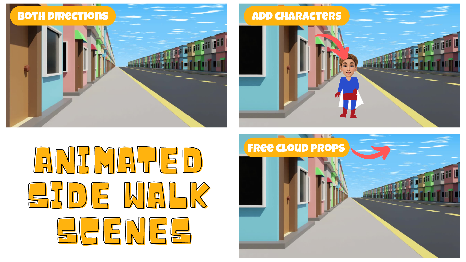 Animated Side Walk Scene Loops