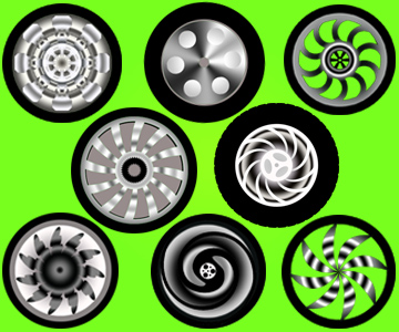 8 Rotating Car Wheels