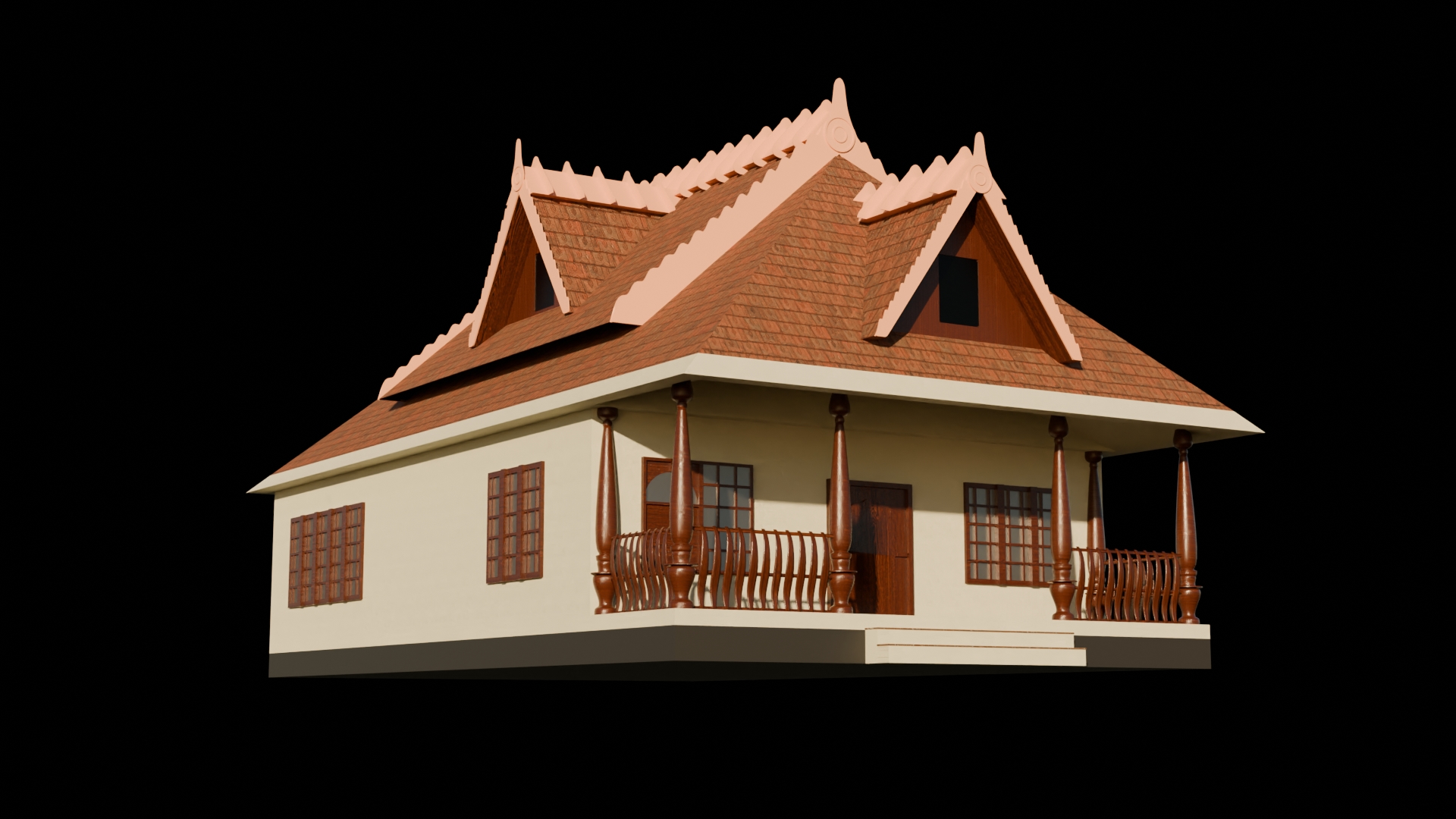 Traditional Thai-Inspired House 3D Model