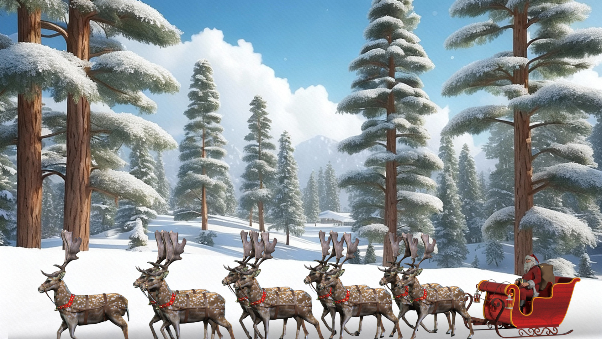 Santa's Animated Sleigh & Reindeer