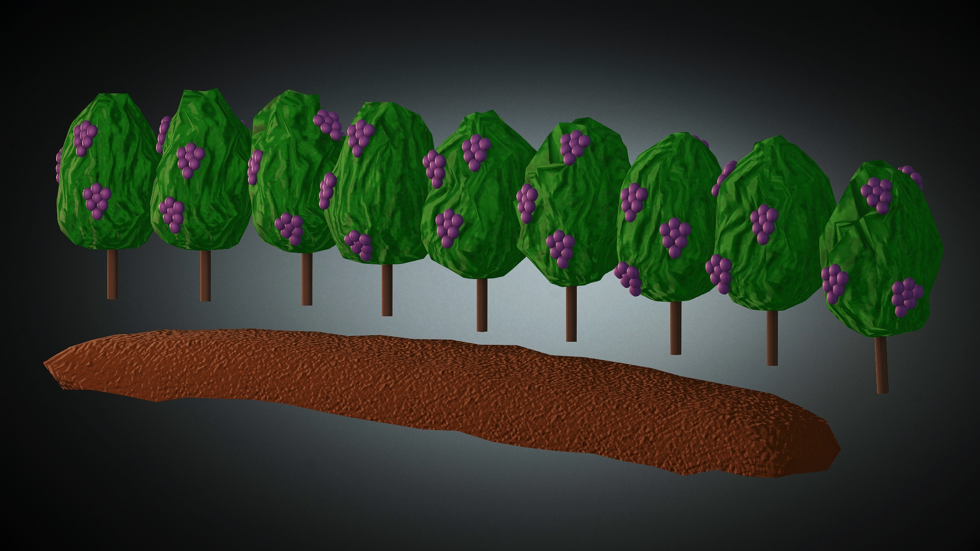 Stylized farm landscape