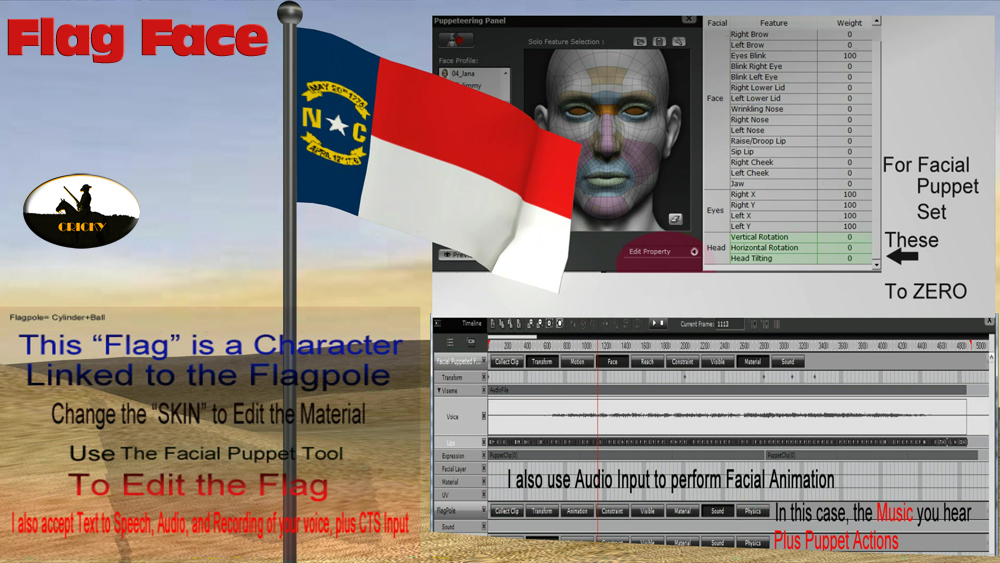 Flag Face Puppet Character by Cricky