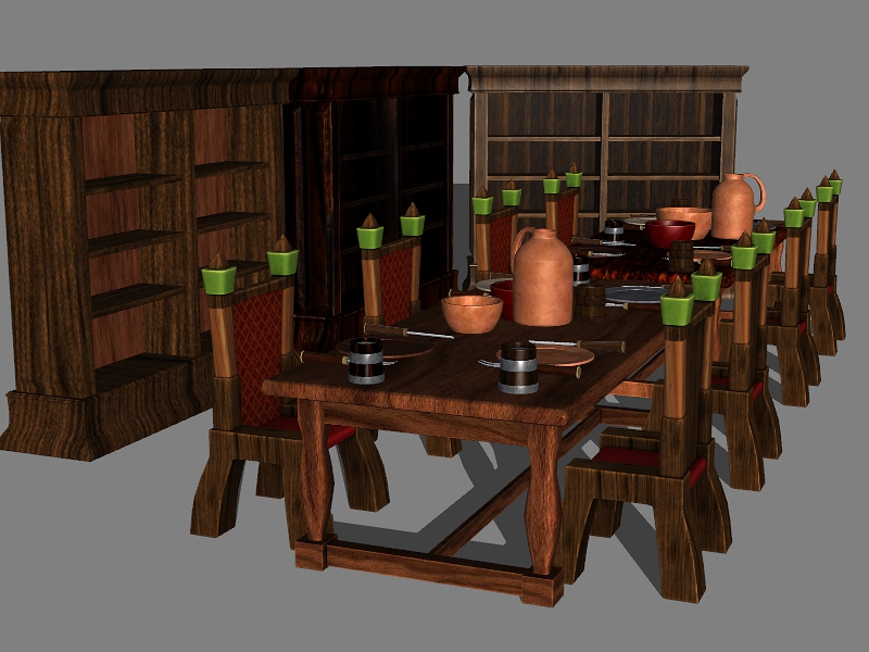 Toon medieval dining room assets
